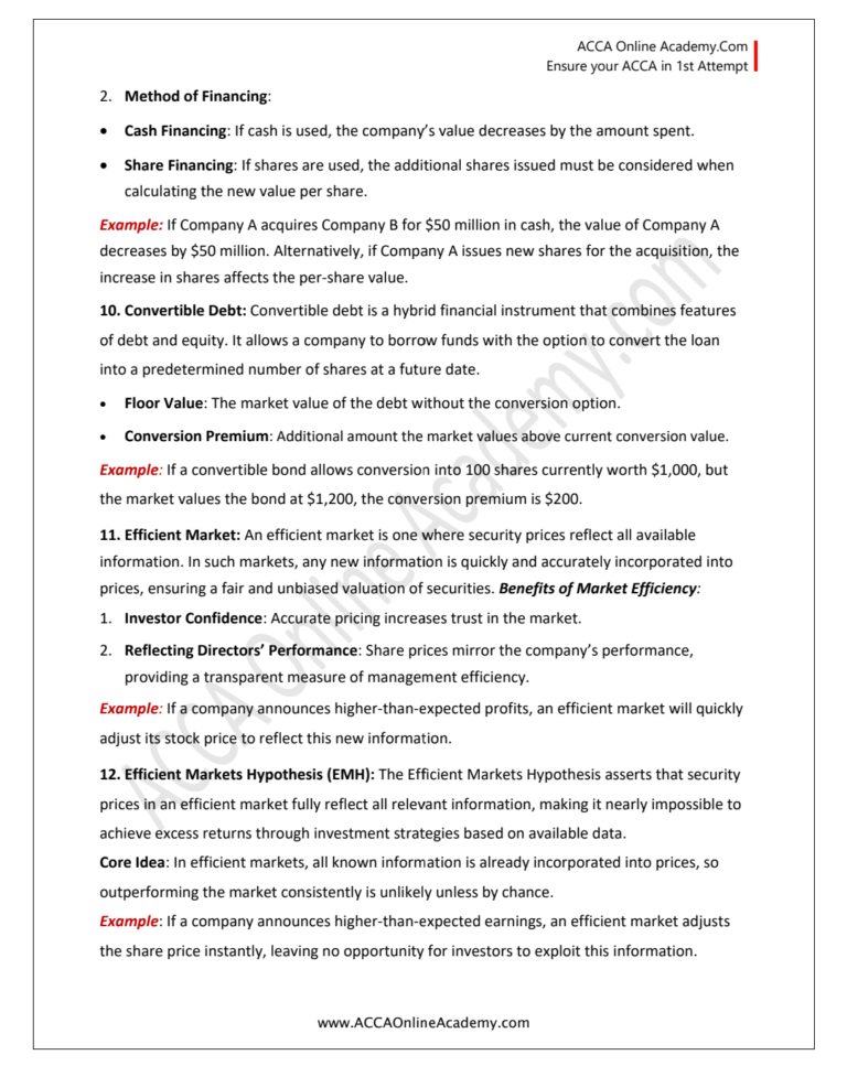 Ch 20: Business Valuations and Market Efficiency – ACCA Online Academy