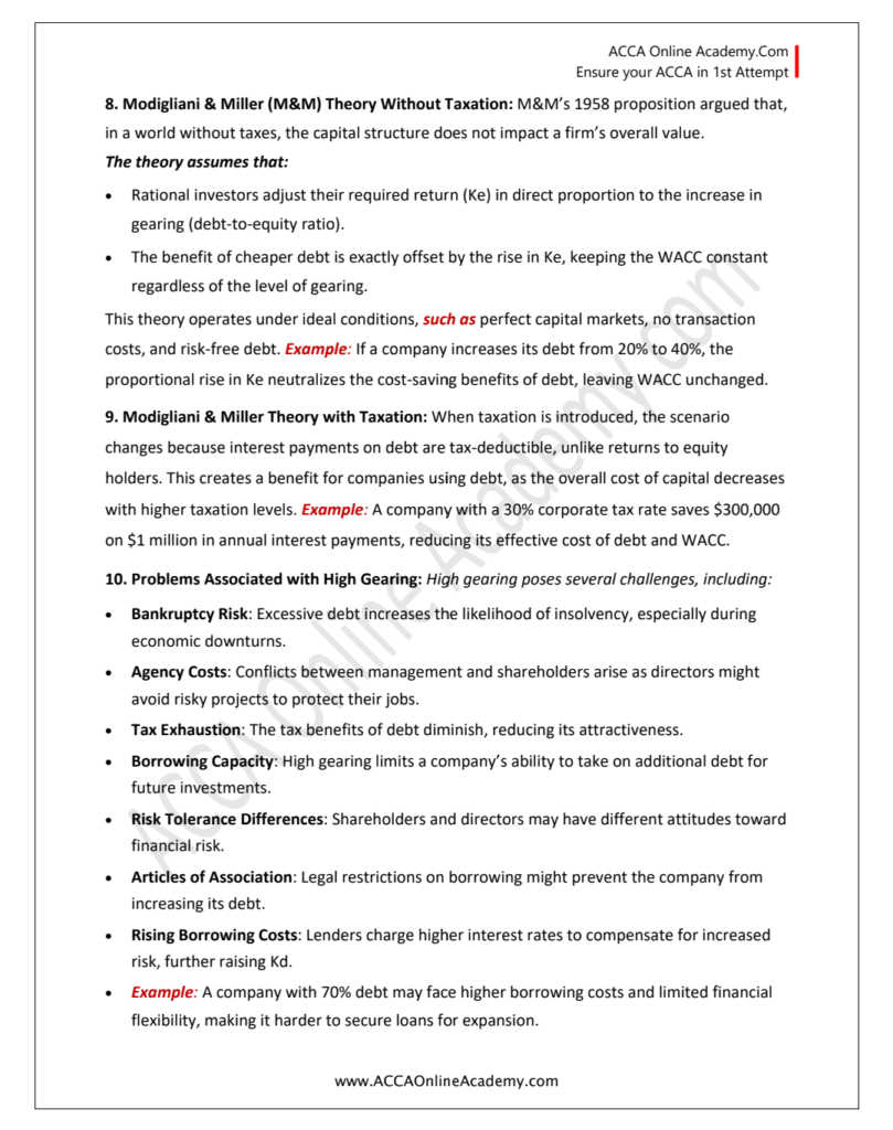Ch 18: Capital Structure – ACCA Online Academy