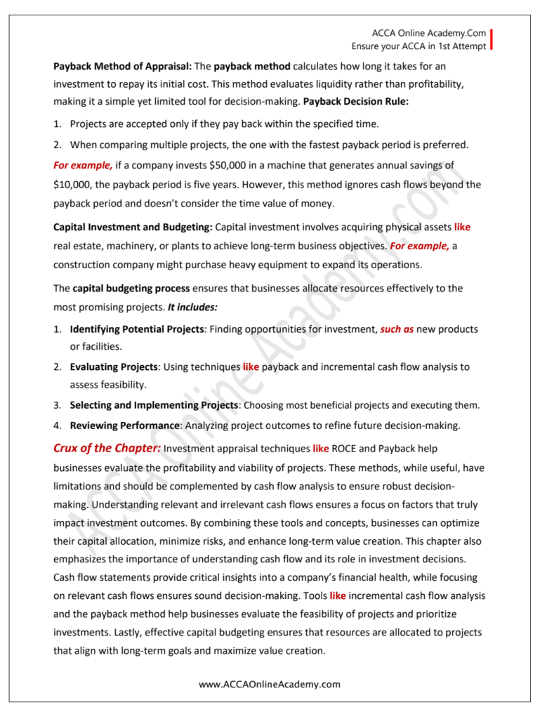 Ch 2: Basic investment appraisal techniques – ACCA Online Academy
