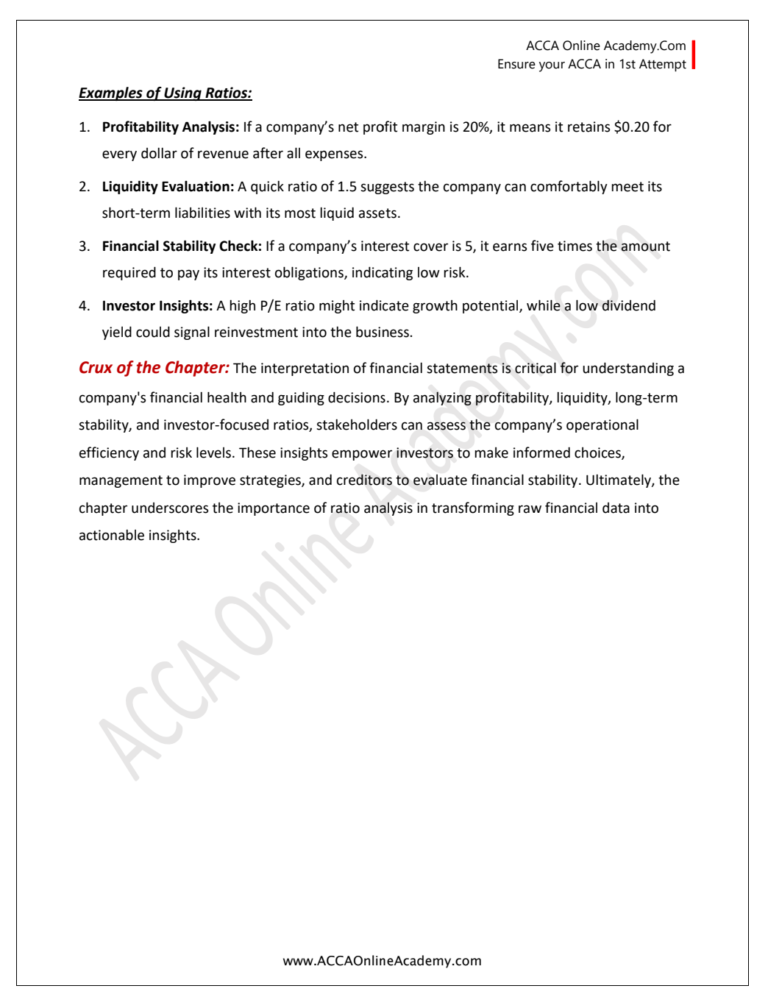 Ch 22: Interpretation of Financial Statements and Overview of Ratios ...