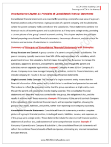 Ch 17: Principles of Consolidated Financial Statements – ACCA Online ...