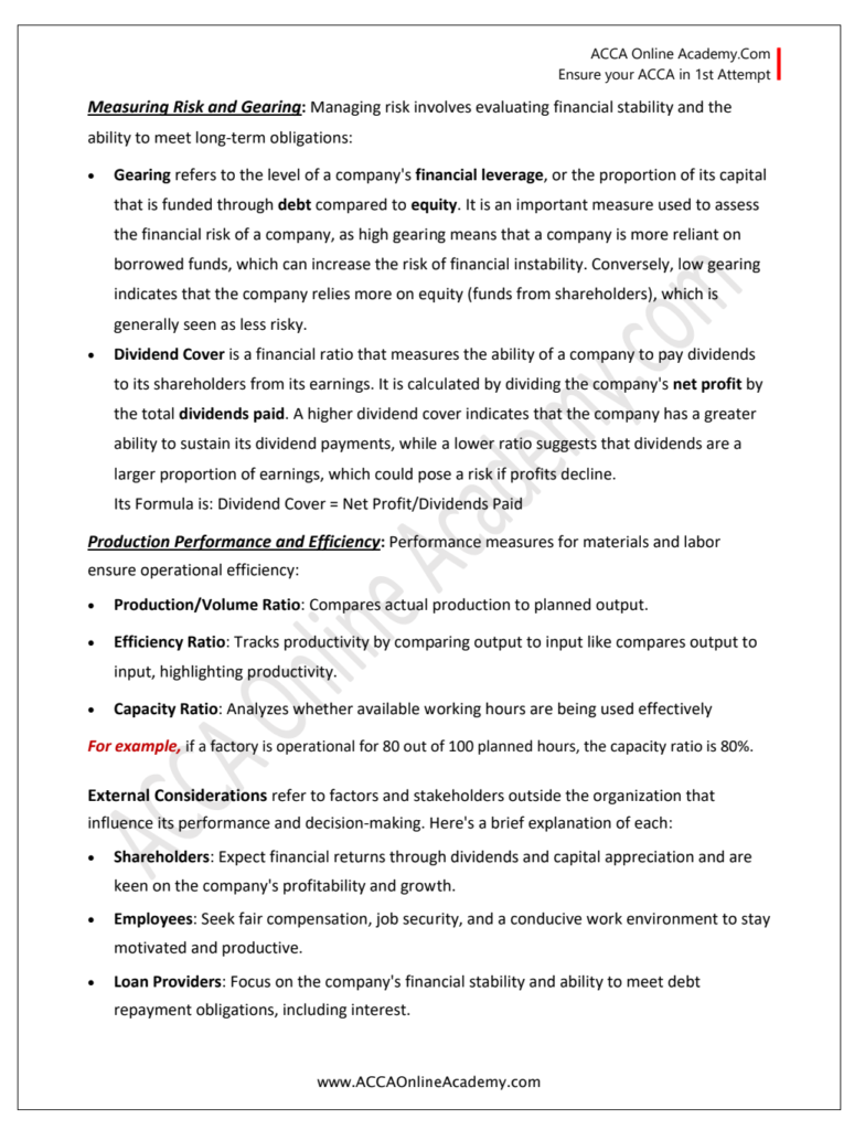 Ch 13: Performance Measurement and Control – ACCA Online Academy