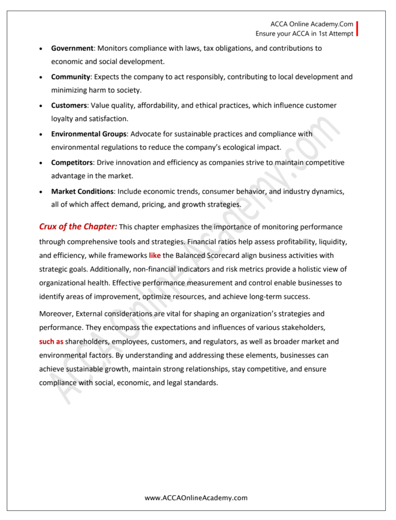 Ch 13: Performance Measurement and Control – ACCA Online Academy