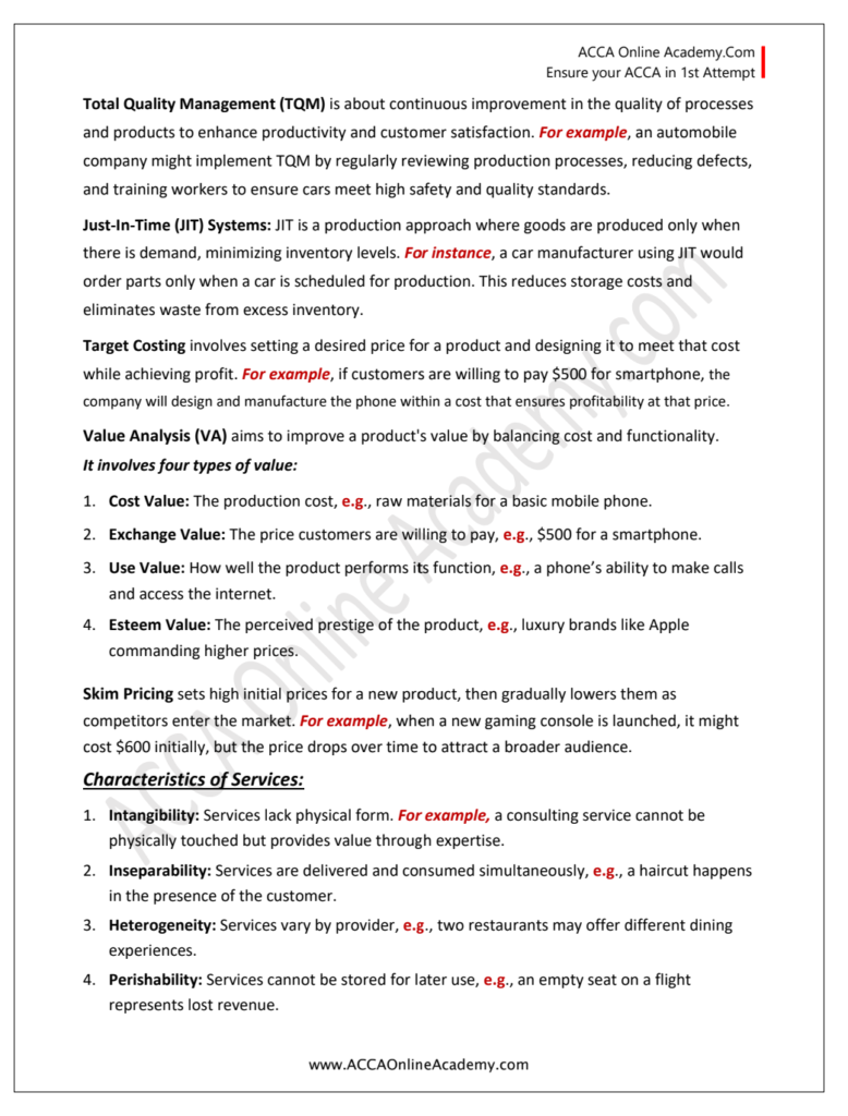Ch 4: Specialist Cost and Management Accounting Techniques – ACCA ...