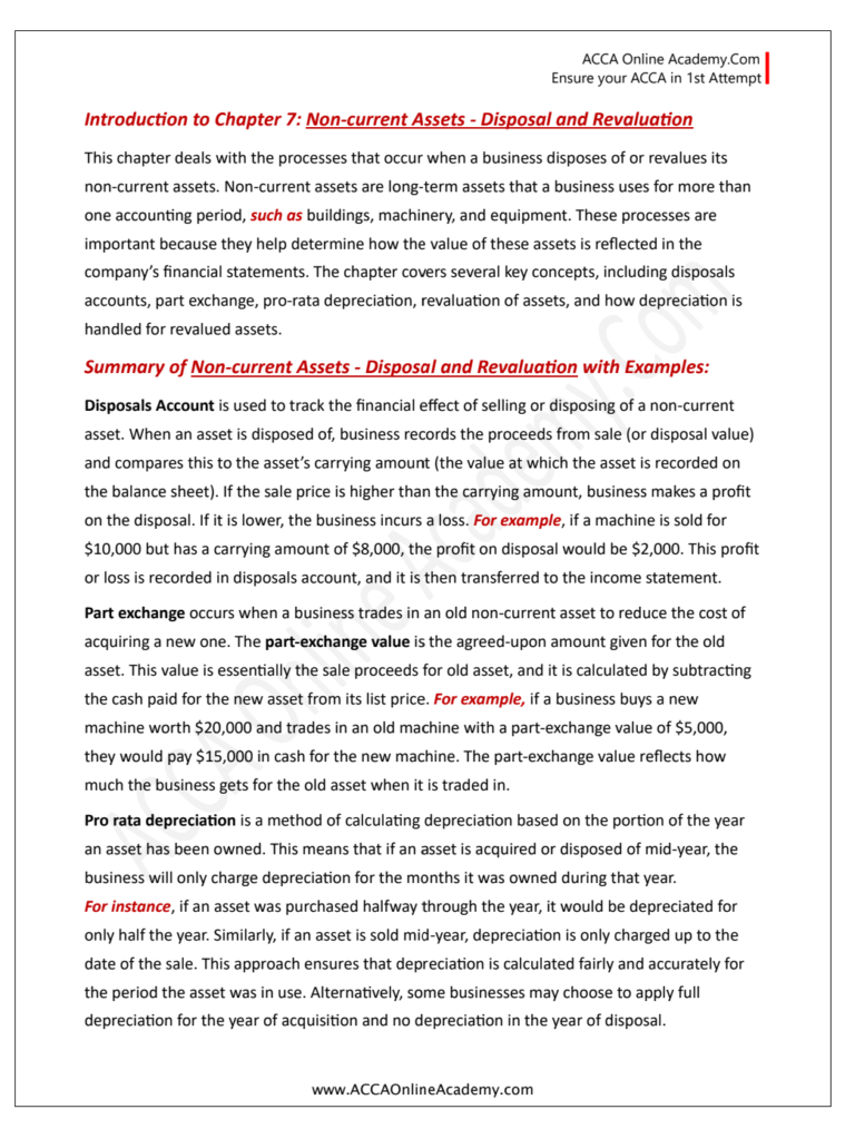 Ch 7: Non-current Assets – Disposal and Revaluation – ACCA Online Academy