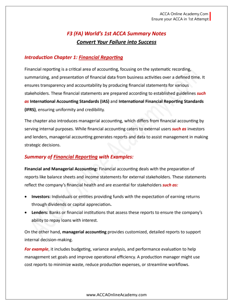 Ch 1: Financial Reporting – ACCA Online Academy