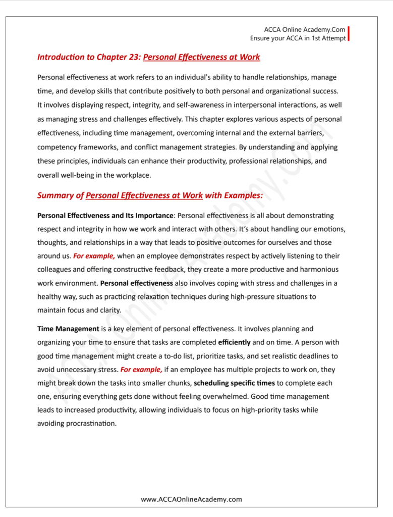 Ch 23: Personal Effectiveness at Work – ACCA Online Academy