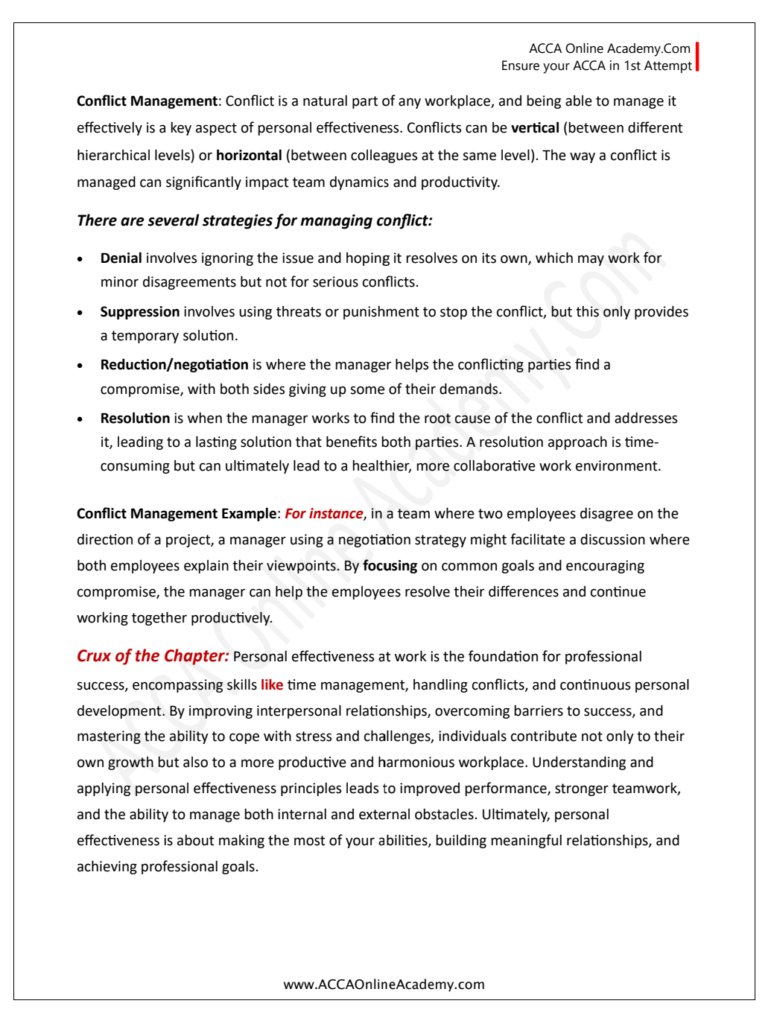 Ch 23: Personal Effectiveness at Work – ACCA Online Academy